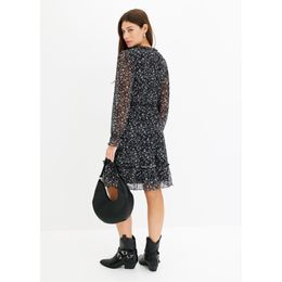 bonprix Damen Minikleidschwarz, wei&szlig; gebl&uuml;mt, Gr. 32, Obermaterial: 96% Polyester, 4% Elasthan. Futter: 100% Polyester, Kleider, eleganter Stil, aus