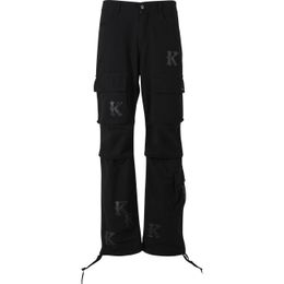 Cargohose Karl Kani "Karl Kani KKPatch Multipocket Cargo Pants", Herren, Gr. S, US-Gr&ouml;&szlig;en, schwarz, 100% Baumwolle, normal, Hosen Cargohose
