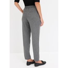 bonprix Damen Schlupfhose, grau, Gr. 48, Web, Obermaterial: 65% Polyester, 30% Viskose, 5% Elasthan, Hosen, aus Polyester, Viskose und Elasthan,