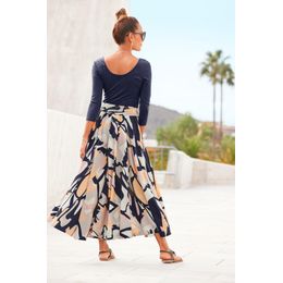 Lascana Damen Hosenrock, bunt, Gr. 38, bedruckt, Web, Obermaterial: 100% Polyester, R&ouml;cke, mit grafischem Alloverdruck, Culotte, extraweites Bein