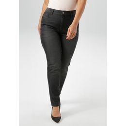 ANISTON PLUS Damen Skinny-fit-Jeans, schwarz, Gr. 52, Abriebeffekte, unifarben, Denim/Jeans, Obermaterial: 81% Baumwolle, 17% Polyester, 2% Elasthan,