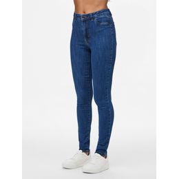 Pieces Damen Jeansjeggings "PCDEA HW SKINNY MB JEGGING NOOS", blau, Gr. XS, unifarben, Denim/Jeans, Obermaterial: 66% Baumwolle, 28% Polyester, 3%