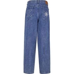 Karl Kani Herren Bequeme Jeans "Karl Kani KK Tuck Straight Leg Denim Pants Vintage indigo", blau, Gr. 34, unifarben, 100% Baumwolle, Jeans