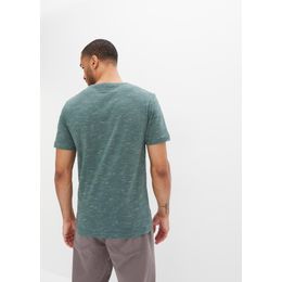 bonprix Herren T-Shirtgr&uuml;n meliert, Gr. 56, meliert, Jersey, Obermaterial: 93% Baumwolle, 7% Polyester, Shirts, lockere Passform, kurze &Auml;rmel, mit