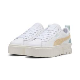 Puma Damen Sneaker "MAYZE LTH WN'S", Gr. 40, wei&szlig;, Leder, unifarben, Schuhe, mit Plateau-Sohle, herausnehmbare Innensohle