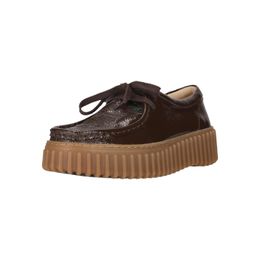Schn&uuml;rschuh Clarks "Torhill Bee", Damen, Gr. 40, braun (dunkelbraun, schwarz), Leder, Schuhe Schn&uuml;rschuh, mit stromlinienf&ouml;rmigem Schn&uuml;rdesign
