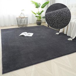 Teppich OTTO HOME, B:80cm H:15mm L:150cm, grau, Kunstfaser, Wohnzimmer, Teppiche, "Cali 2, kuschelig & weich", Uni-Farben, waschbar, flauschig,