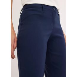 bonprix Damen Stretch-Hose, blau, Gr. 52, unifarben, Web, Obermaterial: 71% Polyester, 25% Viskose, 4% Elasthan, Hosen, regular fit, figurbetont