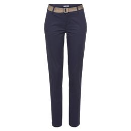 AJC Damen Chinohose, blau, Gr. 40, kontrastfarbene Details, unifarben, Web, Obermaterial: 98% Baumwolle, 2% Elasthan, Hosen, in l&auml;ssiger Form mit