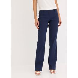 bonprix Damen Stretch-Hosedunkelblau (l&auml;nge: regul&auml;r), Gr. 50, unifarben, Web, Obermaterial: 71% Polyester, 25% Viskose, 4% Elasthan, Hosen, regular