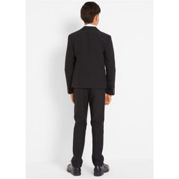 bonprix Jungen Anzug, schwarz, festlich, Gr. 152, mehrfarbig, unifarben, Web, Obermaterial: 100% Baumwolle, Anz&uuml;ge, bestehend aus Hose mit