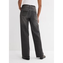 bonprix Damen Weite Jeans, grau, Gr. 46, Denim/Jeans, Obermaterial: 99% Baumwolle, 1% Elasthan, Jeans, loose fit Passform, hoher Bund, aus