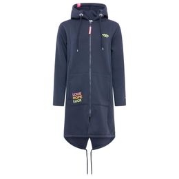 Zwillingsherz Damen Jerseymantel, blau, Gr. L, Sweatware, Obermaterial: 50% Baumwolle, 50% Polyester, M&auml;ntel, Regular Fit, Langarm, Kapuze,