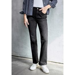 Damen Bootcut-Jeans, schwarz, Gr. 34, STREET ONE STUDIO, unifarben, Jeans, 63% Baumwolle, 25% Polyester, 10% Viskose, 2% Elasthan, Jeans, aus