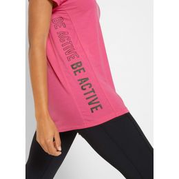 bonprix Damen T-Shirt, pink, Gr. 48, bedruckt, unifarben, Jersey, Obermaterial: 64% Polyester, 32% Viskose, 4% Elasthan, Shirts, Loose Fit Passform,
