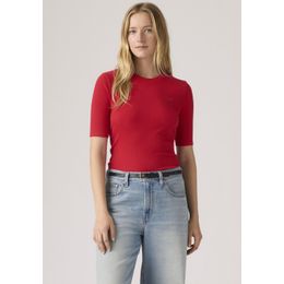 Levi's LEVI'S Damen T-Shirt "LUCA SLIM TEE"urban rot rib knit, Gr. L, unifarben, Jersey, Obermaterial: 96% Baumwolle, 4% Elasthan, Shirts, Slim Fit