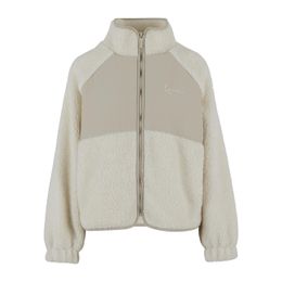 Karl Kani Damen Trainingsjacke "Karl Kani Chest Signature Teddy Block Trackjacket"sanftes wei&szlig;, sand, Gr. XS, mehrfarbig, 100% Polyester, Jacken