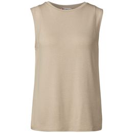 Street One Damen Tr&auml;gertop, beige, Gr. 46, unifarben, Jersey, Obermaterial: 95% Viskose, 5% Elasthan, Tops, mit Chiffondetails