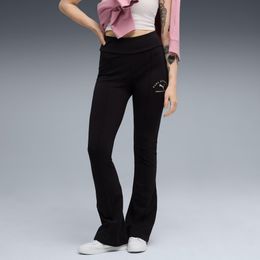 Puma Damen Leggings "CLASS HIGH-WAIST FLARED LEGGINGS", schwarz, Gr. S, unifarben, Jersey, Obermaterial: 95% Baumwolle, 5% Elasthan, Hosen, aus