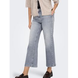 Only Damen High-waist-Jeans "ONLMADISON BLUSH HW CP WD DNM REA293NOOS"medium grau denim, Gr. M, unifarben, Denim/Jeans, Obermaterial: 92% Baumwolle,
