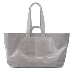 Schultertasche Gretchen "All In Midi Shopper", Damen, Gr. B/H/T: 34cm x 36cm x 55cm, hellgrau, Kalbsleder, unifarben, Taschen Schultertasche, aus italienischem Kalbsleder