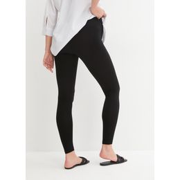 bonprix Damen Umstandsleggingsschwarz, schwarz, Gr. 32, unifarben, Jersey, Obermaterial: 95% Baumwolle, 5% Elasthan, Hosen, Baumwoll-Jersey mit