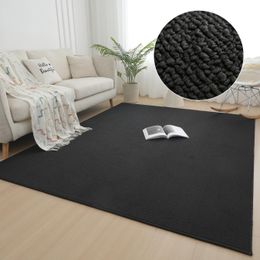 Teppich OTTO HOME, B:60cm H:10mm L:90cm, schwarz, Kunstfaser, Wohnzimmer, Teppiche, "Jola, Uni-Farben, besonders dichte Qualit&auml;t, Boho", Wohnzimmer,