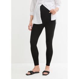 bonprix Damen Umstandsleggingsschwarz, schwarz, Gr. 40, unifarben, Jersey, Obermaterial: 95% Baumwolle, 5% Elasthan, Hosen, Baumwoll-Jersey mit