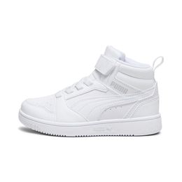 Puma Kinder Sneaker "REBOUND V6 MID AC+ PS", Gr. 31, wei&szlig;, Synthetik, Schuhe, mit leicht profilierter Gummilaufsohle, mit Klettverschluss