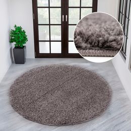 Hochflor-Teppich OTTO HOME, H:45mm &Oslash;:140cm, grau, Kunstfaser, Teppiche, "Viva Shaggy, in Standard- und Premium-Qualit&auml;t, 30 mm oder 45 mm H&ouml;he", Uni