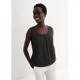 Blusentop bonprix, Damen, Gr. 54, schwarz, Web, Obermaterial: 100% Polyester. Futter: 100% Polyester, loose fit, Blusen Blusentop, lockerer Schnitt, f&uuml;r Fr&uuml;hjahrsmode und Sommermode, aus Polyester