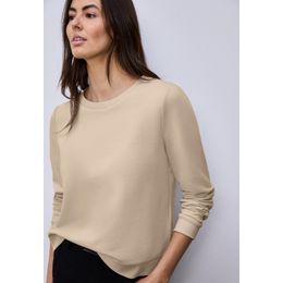 Street One Damen Sweatshirt, beige, Gr. 46, unifarben, Sweatware, 85% Baumwolle, 15% Polyester, Sweatshirts, mit Rundhalsausschnitt