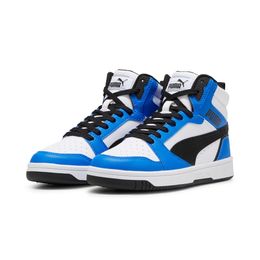 Puma M&auml;dchen Sneaker "REBOUND V6 MID JR", Gr. 38,5, wei&szlig;, Synthetik, Schuhe, kn&ouml;chelhoch, retro-inspiriertes Design, mit SOFTFOAM+ D&auml;mpfung