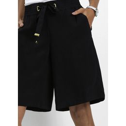 bonprix Damen Bermudas, schwarz, Gr. 46, Web, Obermaterial: 100% Viskose, Hosen, aus Viskose, mit elastischem Bund, Loose Fit, sportlicher Stil