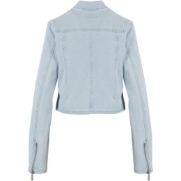 Karl Kani Damen Allwetterjacke "Karl Kani Retro TM Denim Biker Jacket", blau, Gr. L, mehrfarbig, 100% Baumwolle, Jacken