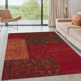Teppich OTTO HOME, B:160cm H:7mm L:230cm, orange, Kunstfaser, Wohnzimmer, Teppiche, "Bennet", Vintage Design, flach, Kurzflor, weich, pflegeleicht,