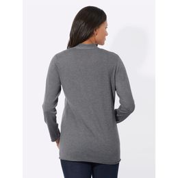 Classic Basics Damen Strickjacke, grau, Gr. 46, meliert, 40% Viskose, 30% Polyamid, 25% Polyester, 5% Kaschmir, Strickjacken