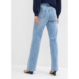 bonprix Damen Weite Jeans, blau, Gr. 46, Denim/Jeans, Obermaterial: 99% Baumwolle, 1% Elasthan, Jeans, Loose Fit, High Waist, mit Elasthan, aus