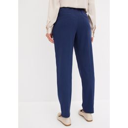 bonprix Damen Schlupfhose, blau, Gr. 40, Web, Obermaterial: 65% Polyester, 30% Viskose, 5% Elasthan, Hosen, aus Polyester, Viskose und Elasthan,