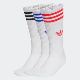 Herren Sportsocken "3-STREIFEN HIGH CREW, 3 PAAR", adidas originals, Gr. M, wei&szlig;, Obermaterial: 51% Baumwolle, 46% Polyester, 2% Elasthan, 1%