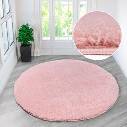Hochflor-Teppich OTTO HOME, H:30mm &Oslash;:140cm, rosa, Kunstfaser, Teppiche, "Viva Shaggy, in Standard- und Premium-Qualit&auml;t, 30 mm oder 45 mm H&ouml;he", Uni