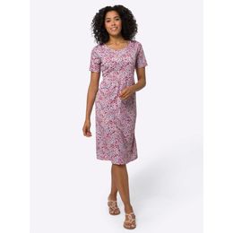 Classic Basics Damen Jerseykleid "Jersey-Kleid", bunt, Gr. 42, gebl&uuml;mt, gemustert, mehrfarbig, Jersey, 100% Polyester, Kleider