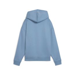 Puma Damen Kapuzensweatshirt "ESS SCRIPT COMFORT HOODIE FL", blau, Gr. S, bedruckt, Fleece, Obermaterial: 68% Baumwolle, 32% Polyester, Sweatshirts,