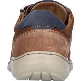 Waldl&auml;ufer WALDL&Auml;UFER Herren Sneaker "HERWIG", Gr. 9cognac, dunkelblau, Textil, Veloursleder, unifarben mit Farbeinsatz, Basic, Schuhe, Komfortschuh,