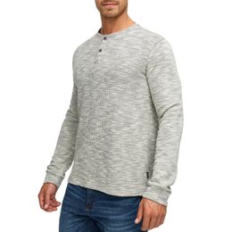INDICODE Herren Langarmshirt "INVitus", grau, Gr. S, meliert, Single Jersey, Obermaterial: 75% Baumwolle, 25% Polyester, Shirts