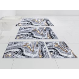 Badematte OTTO HOME, H:20mm, grau, Polyacryl, Badematten, "Gloria", goldfarbene Akzente durch Glitzer-Garn, Marmor-Design, Made in Europe