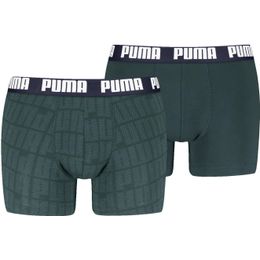 Puma Herren Boxershorts "Puma MEN LOGO PRINT BOXERS 2P", Gr. L, gr&uuml;n, Single Jersey, Obermaterial: 95% Baumwolle, 5% Elasthan, Unterhosen,