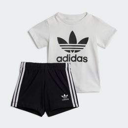 Jungen T-Shirt & Shorts "SHORT TEE SET", schwarz-wei&szlig;, Gr. 80, adidas originals, Obermaterial: 100% Baumwolle, KOB Set-Artikel