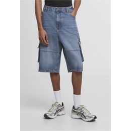 Urban Classics Herren Shorts "Urban Classics Relaxed Denim Cargo Shorts"mid tiefblau washed, Gr. 32, unifarben, 100% Baumwolle, Hosen