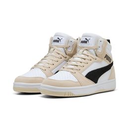 Puma Herren Sneaker "REBOUND V6 SD", Gr. 37,5, wei&szlig;, Leder, mehrfarbig, Schuhe, kn&ouml;chelhoher Schnitt, mit Schn&uuml;rverschluss